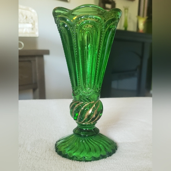 U.S. Glass | Art | Antique Eapg Us Green Bud Vase W Gold Circa 898 618 ...